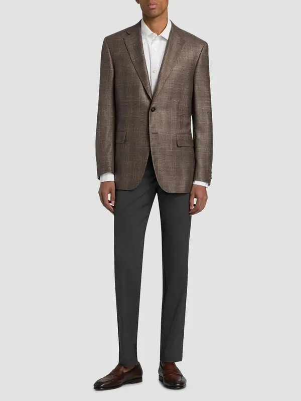 Canali Siena Tonal Plaid Silk-cashmere Sport Coat