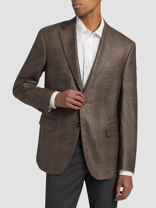 Canali Siena Tonal Plaid Silk-cashmere Sport Coat