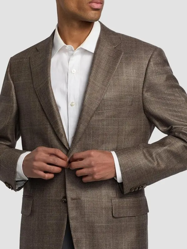 Canali Siena Tonal Plaid Silk-cashmere Sport Coat