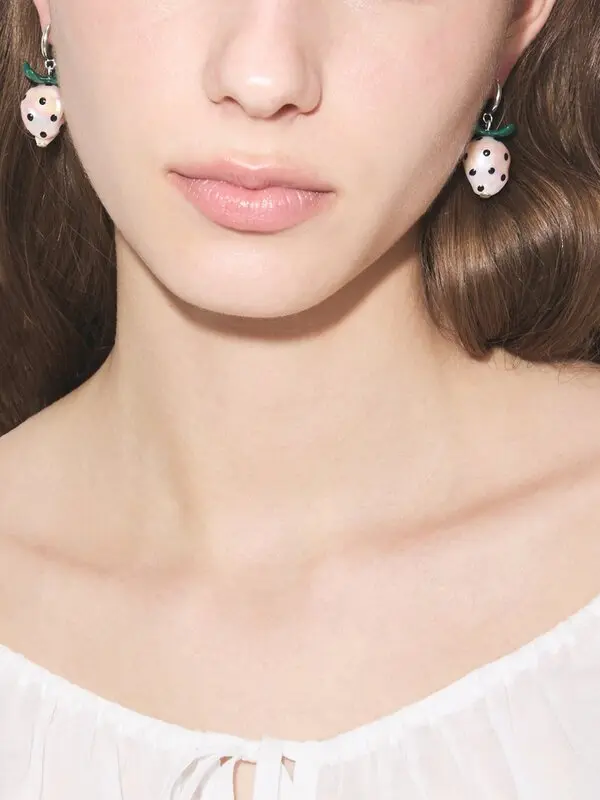 Tory Burch Curiosity Silvertone, Cultured Pearl & Mixed-media Strawberry Drop Earrings