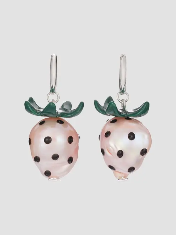 Tory Burch Curiosity Silvertone, Cultured Pearl & Mixed-media Strawberry Drop Earrings