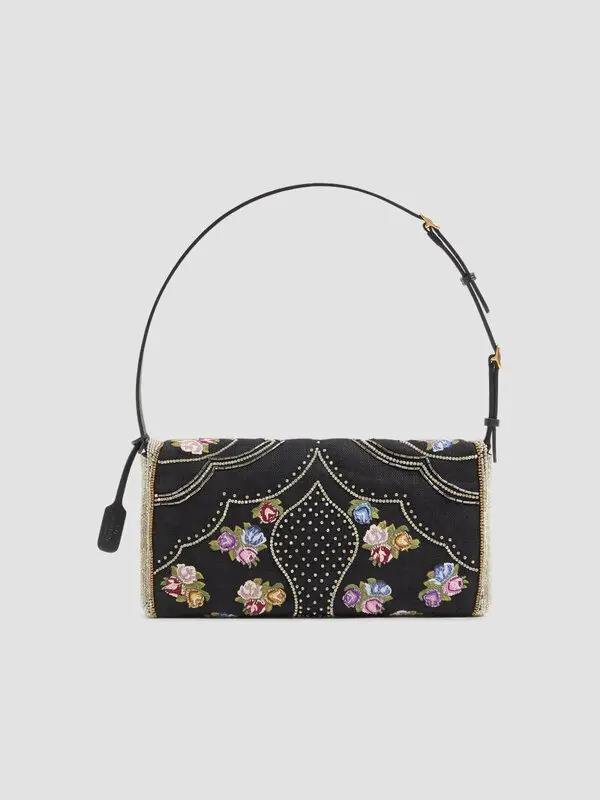 Valentino Garavani Devain Small Embroidered Shoulder Bag - Black Multi