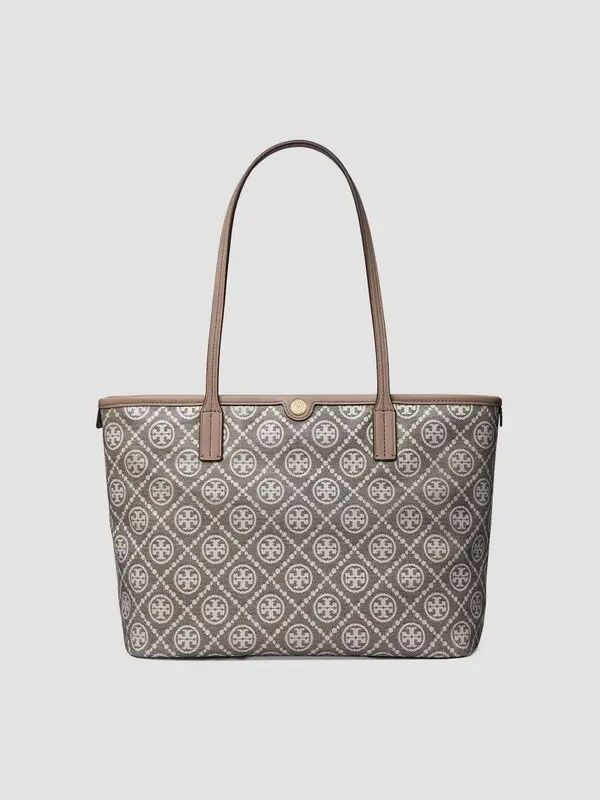 Tory Burch Small T Monogram Jacquard Tote Bag - Charcoal