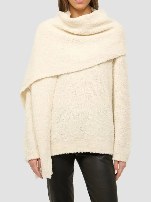 Staud Siren Scarf-detailed Bouclé Yarn Sweater