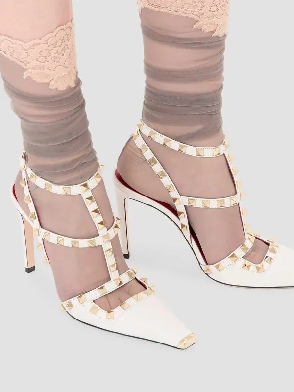 Valentino Garavani Rockstud 100mm Kidskin Pumps - White