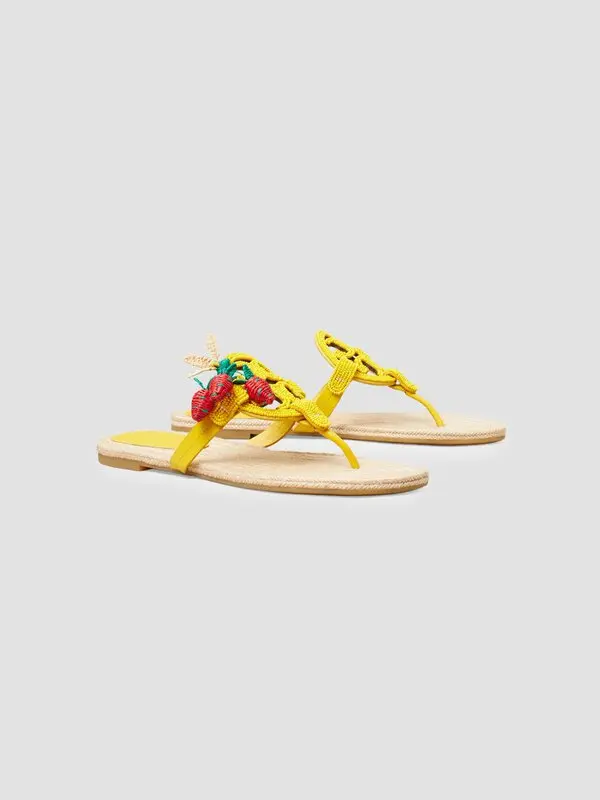 Tory Burch Miller Beaded Leather Espadrille Sandals - Polline