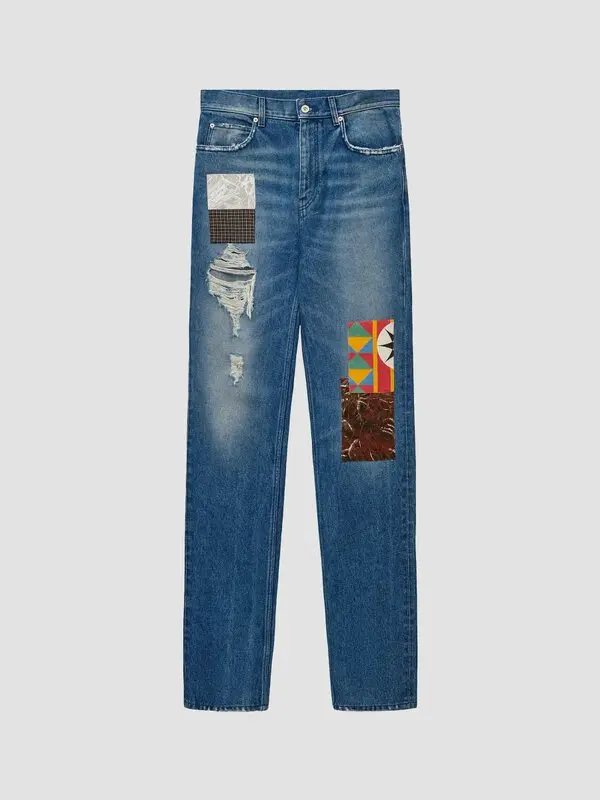 Loewe X Paula's Ibiza Patchwork Straight-leg Jeans - Medium Blue