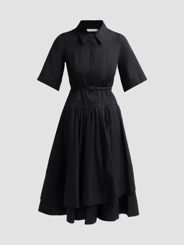 Co Tton Belted Midi-shirtdress