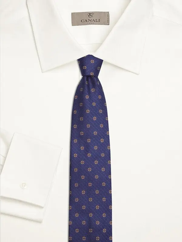 Canali Textured Medallion Silk Tie