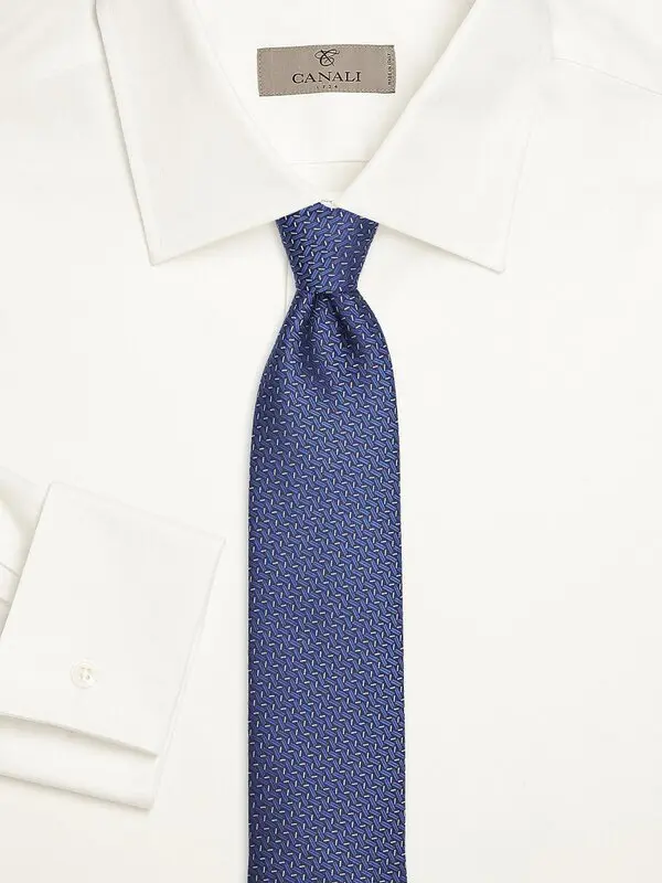 Canali Zigzag Woven Silk Tie - Blue