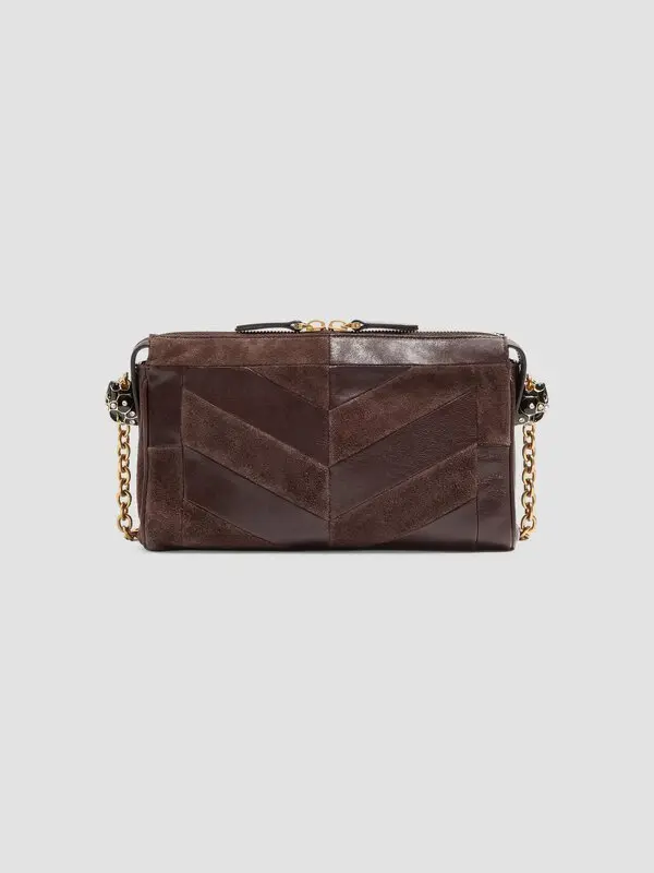 Valentino Garavani Panthea Small Shoulder Bag In Suede And Nappa - Ebony