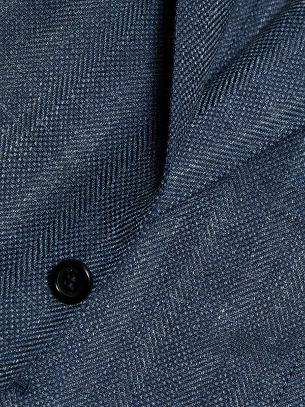 Canali Denim Herringbone Patch Jacket