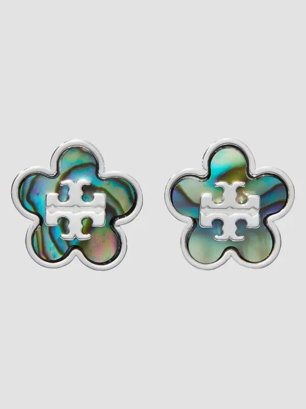 Tory Burch Forget Me Not Silvertone & Mother-of-pearl Stud Earrings - Light Silver Abalone