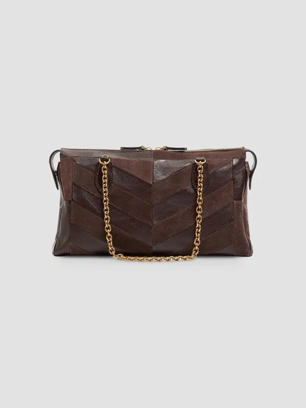 Valentino Garavani Panthea Medium Shoulder Bag In Suede And Nappa - Ebony