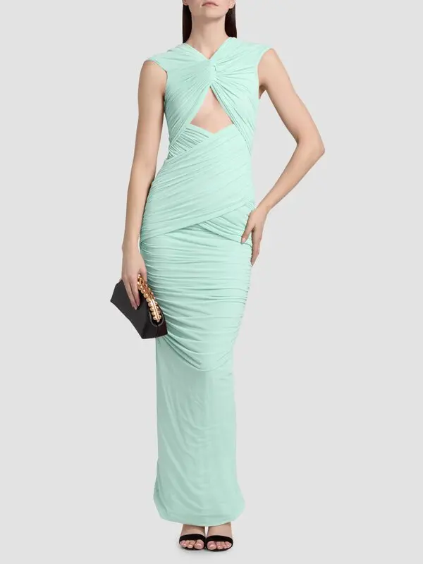Ronny Kobo Nasha Ruched Sheath Maxi Dress