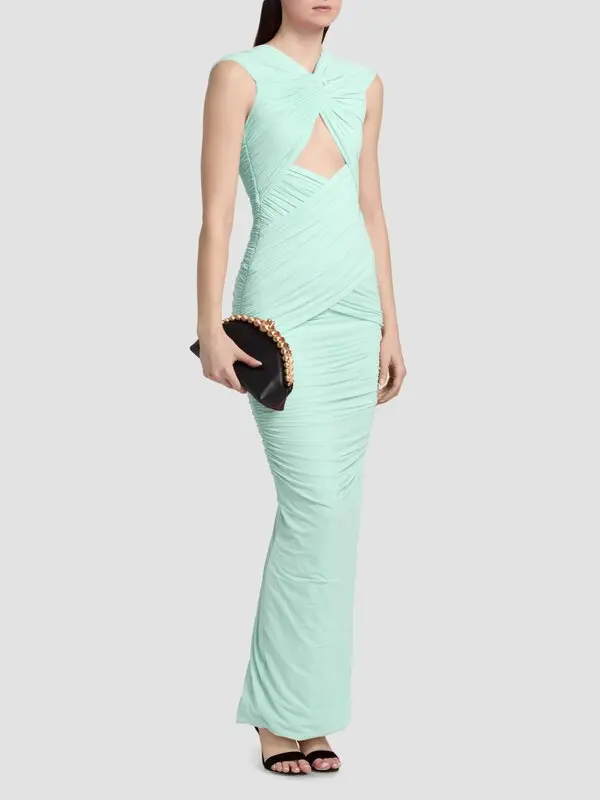 Ronny Kobo Nasha Ruched Sheath Maxi Dress