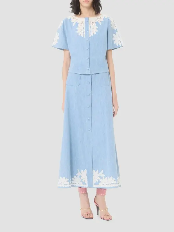 Valentino Garavani Embroidered Midi Skirt
