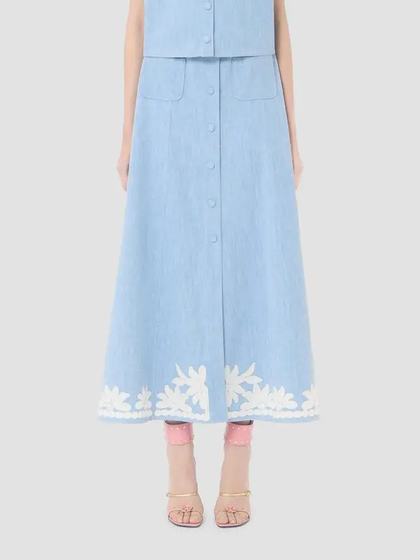 Valentino Garavani Embroidered Midi Skirt