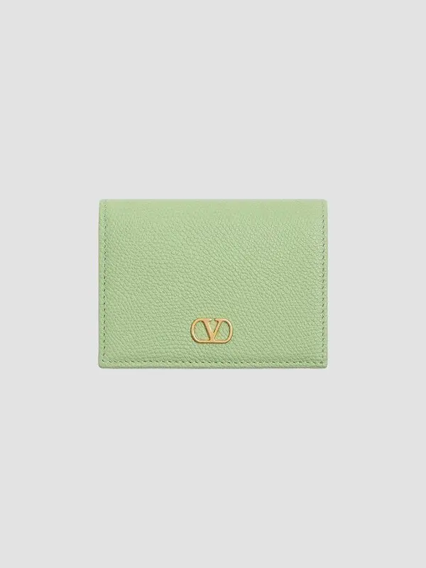 Valentino Garavani Vlogo Signature Grainy Calfskin Wallet - Mint