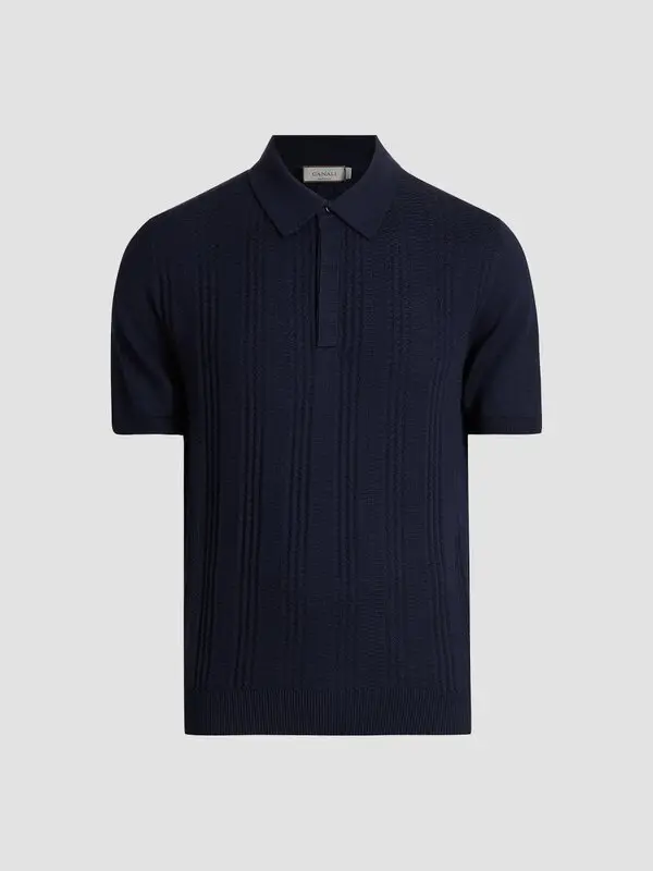 Canali Vertical-stitch Cotton-blend Polo Shirt