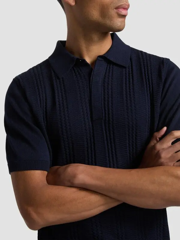 Canali Vertical-stitch Cotton-blend Polo Shirt