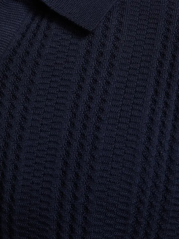 Canali Vertical-stitch Cotton-blend Polo Shirt