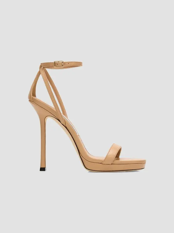 JIMMY CHOO Moza 120mm Leather Sandals - Chai