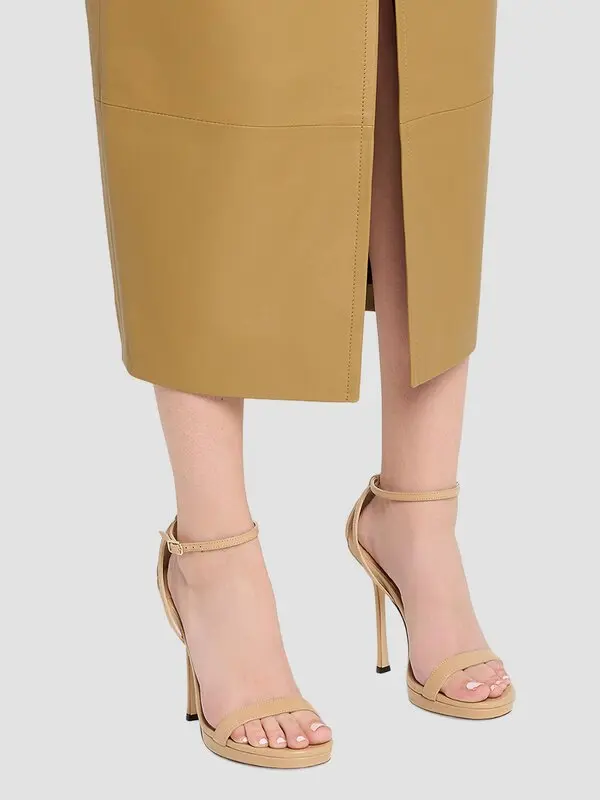 JIMMY CHOO Moza 120mm Leather Sandals - Chai