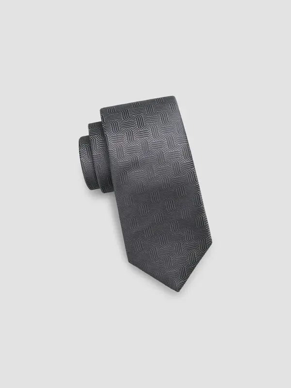 Canali Art Deco Motif Silk Tie - Silver