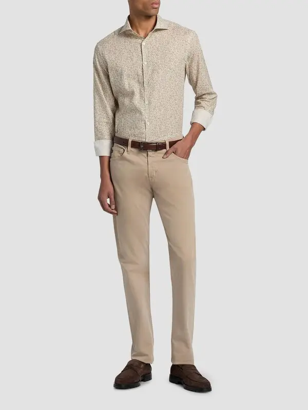 Canali Floral Linen-cotton Sport Shirt