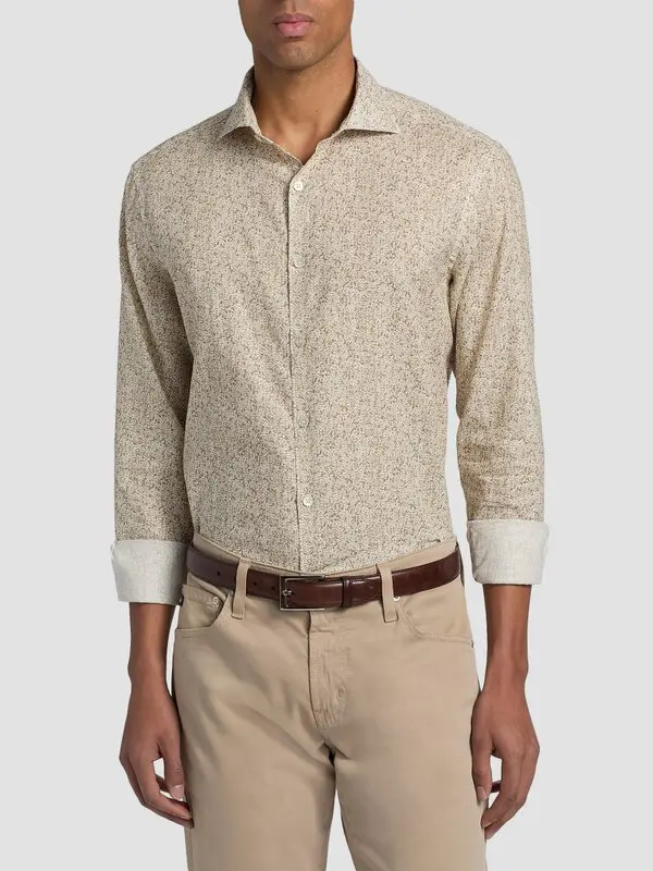 Canali Floral Linen-cotton Sport Shirt