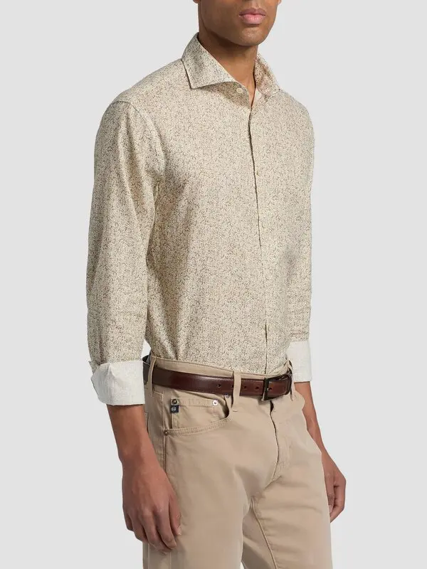 Canali Floral Linen-cotton Sport Shirt