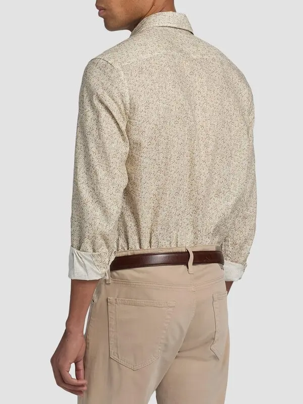 Canali Floral Linen-cotton Sport Shirt