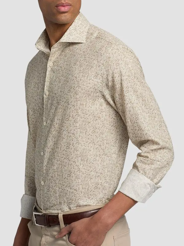 Canali Floral Linen-cotton Sport Shirt