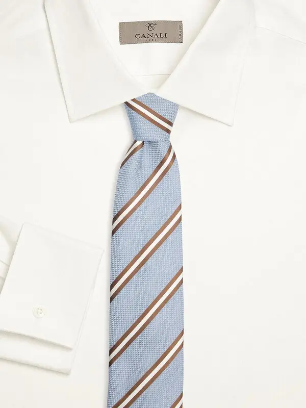 Canali Repp Striped Silk Tie