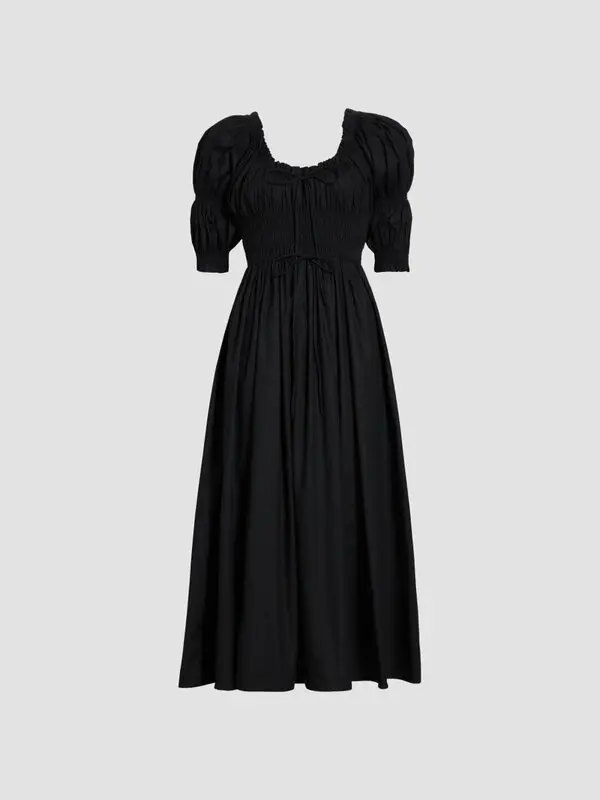 DÔEN Ischia Puff-sleeve Dress - Black