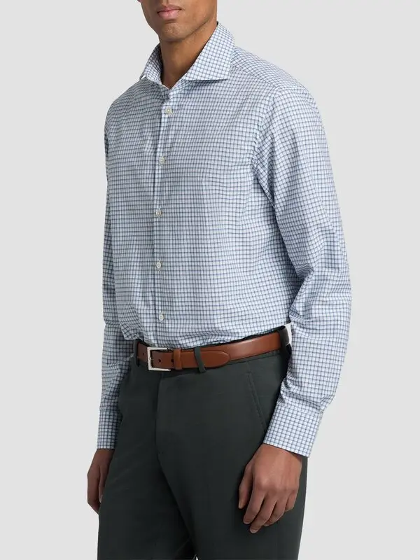 Canali Window Check Cotton Sport Shirt