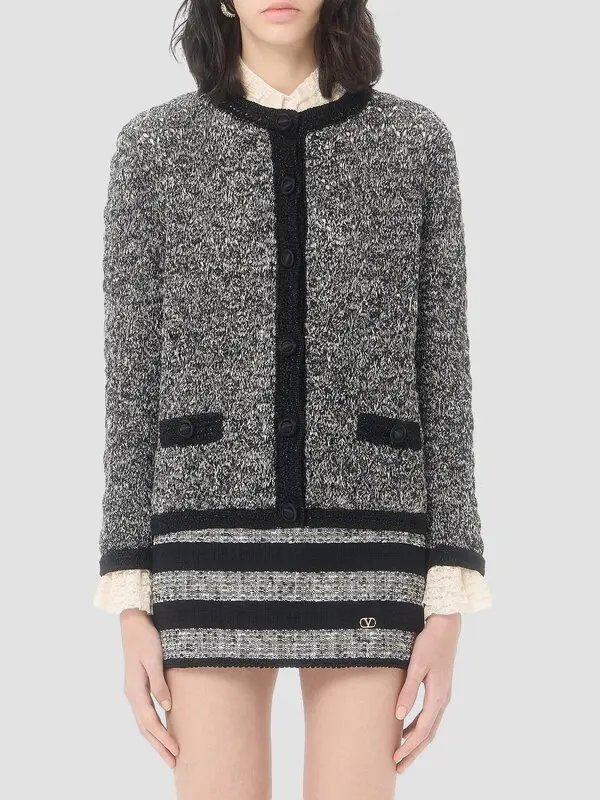 Valentino Garavani Knitted Jacket In Linen And Lurex