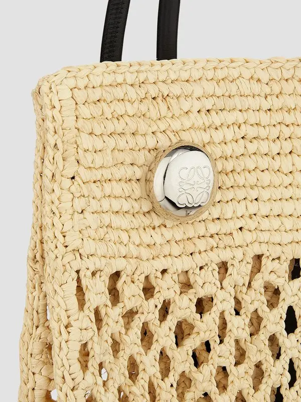Loewe X Paula's Ibiza Pebble Hobo Honeycomb Raffia & Leather Tote Bag