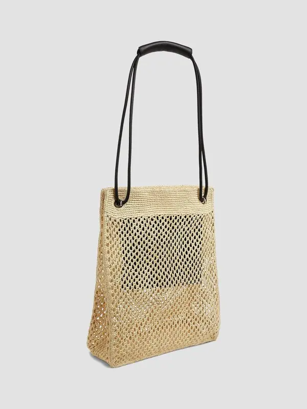 Loewe X Paula's Ibiza Pebble Hobo Honeycomb Raffia & Leather Tote Bag