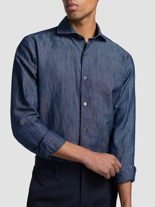 Canali Cotton-linen Sport Shirt