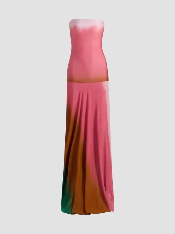Silvia Tcherassi Inari Tie-dye Crepe Strapless Maxi Dress - Oasis