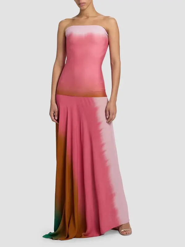 Silvia Tcherassi Inari Tie-dye Crepe Strapless Maxi Dress