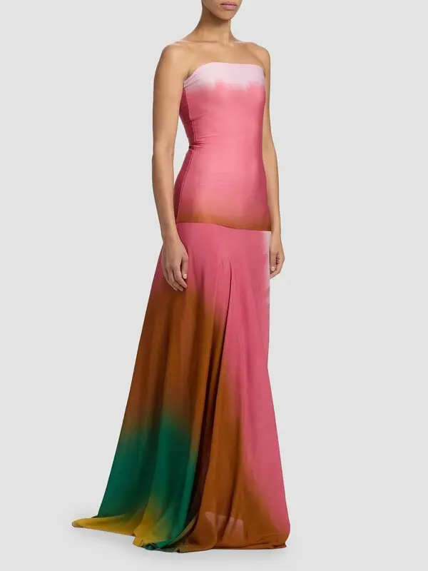 Silvia Tcherassi Inari Tie-dye Crepe Strapless Maxi Dress