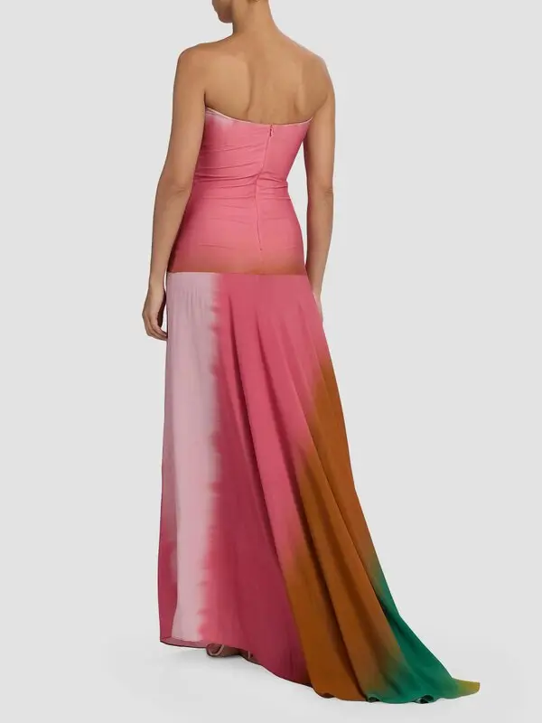 Silvia Tcherassi Inari Tie-dye Crepe Strapless Maxi Dress