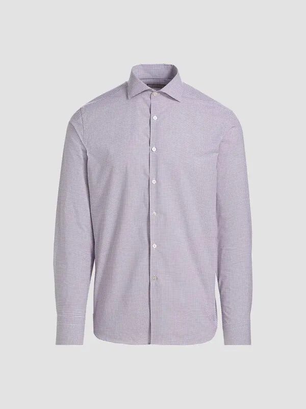 Canali Micro Checked Cotton Sport Shirt