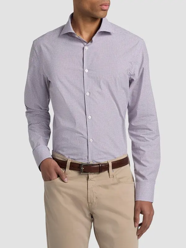 Canali Micro Checked Cotton Sport Shirt