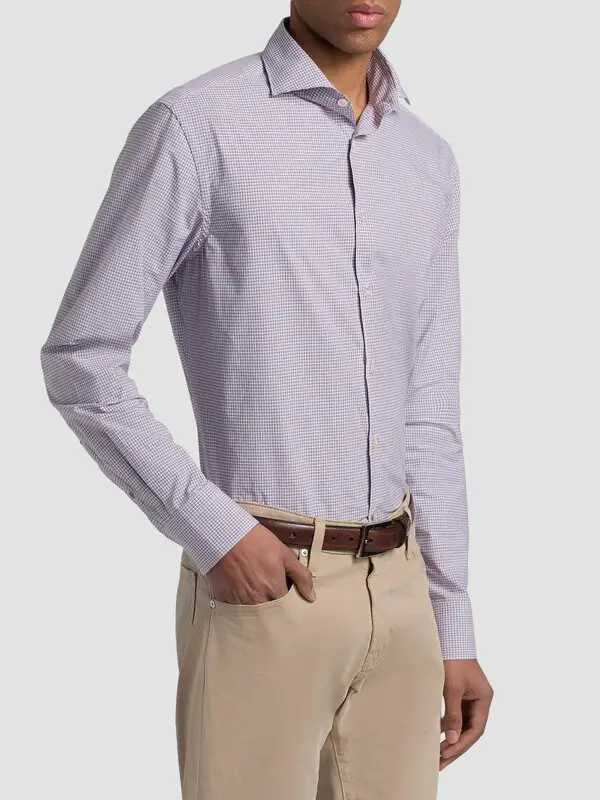 Canali Micro Checked Cotton Sport Shirt