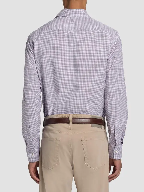 Canali Micro Checked Cotton Sport Shirt