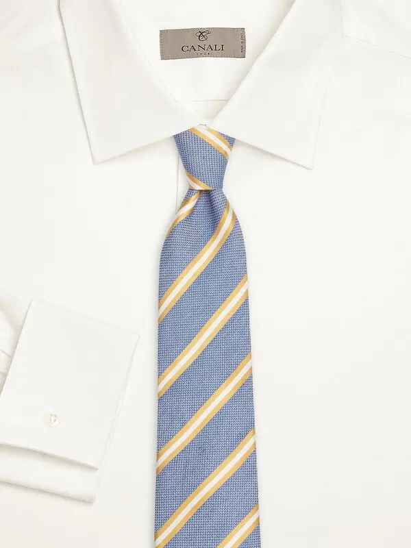 Canali Repp Stripe Silk Tie